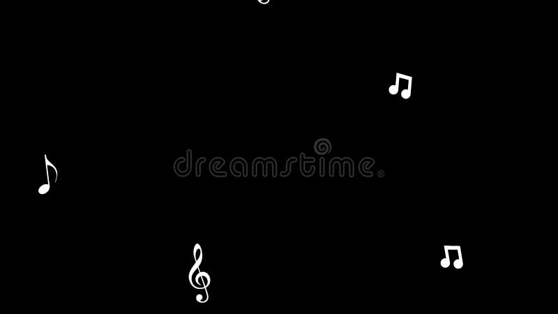 Musical Notes Flying on Black Background. Alpha Channel Stock Video ...