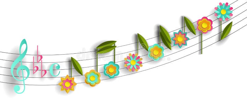 Musical Notes in the Form of Flowers. Paper Stylization Stock Vector ...