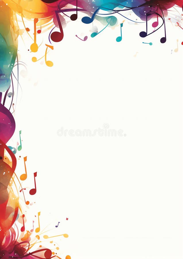 Musical Notes Frame Border on White Background Stock Illustration ...