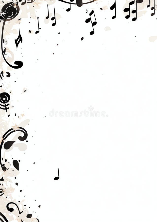 Musical Notes Frame Border on White Background Stock Image - Image of ...