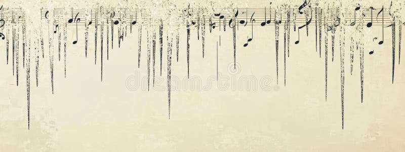 Musical Notes Frame with Graphic Icicles on Beige Background Stock ...