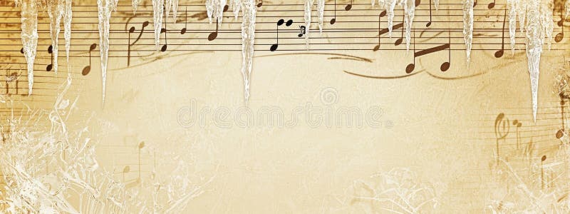 Musical Notes Frame with Graphic Icicles on Beige Background Stock ...
