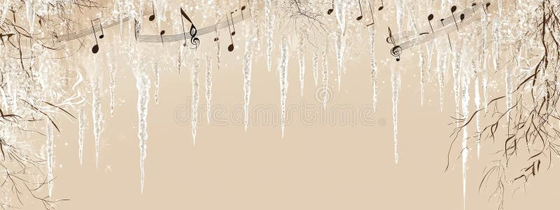 Musical Notes Frame with Graphic Icicles on Beige Background Stock ...