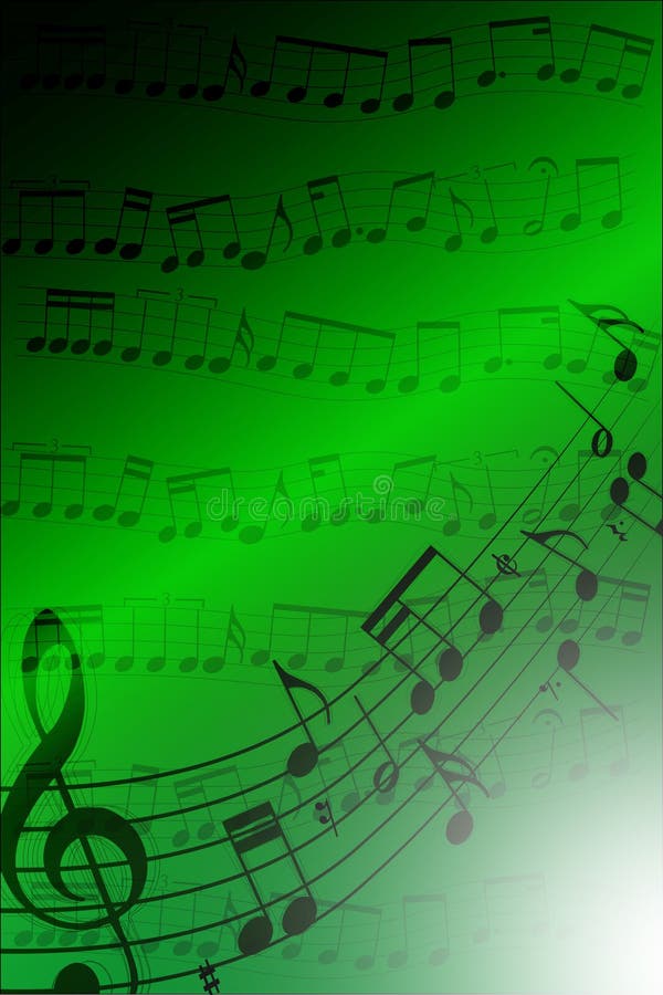 Musical Notes on Green Background Stock Illustration - Illustration of ...
