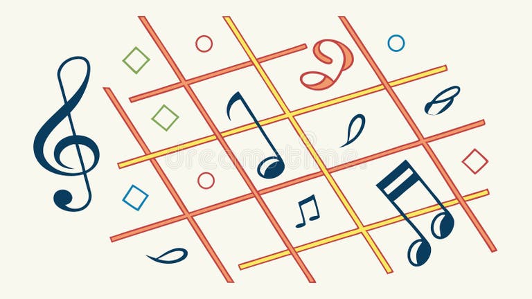 Musical Notes in Grid Pattern, Structured Melody Composition. Vector ...