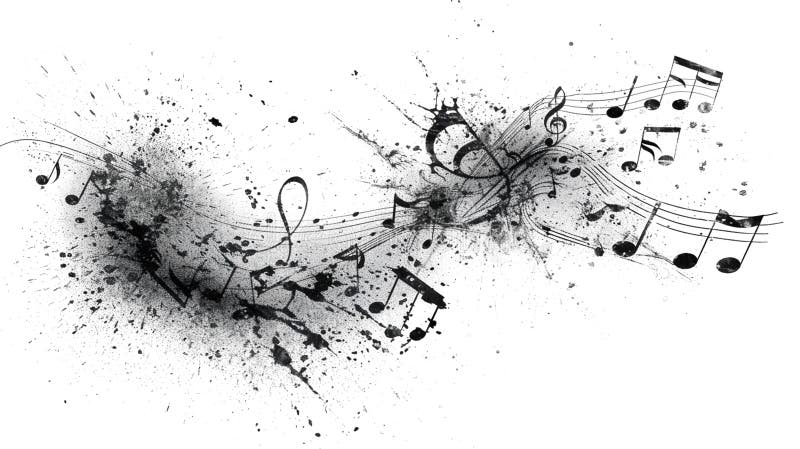 Musical Notes, Hand Draw, Chalk Sketching, Grunge Chalk Hand Draw in ...