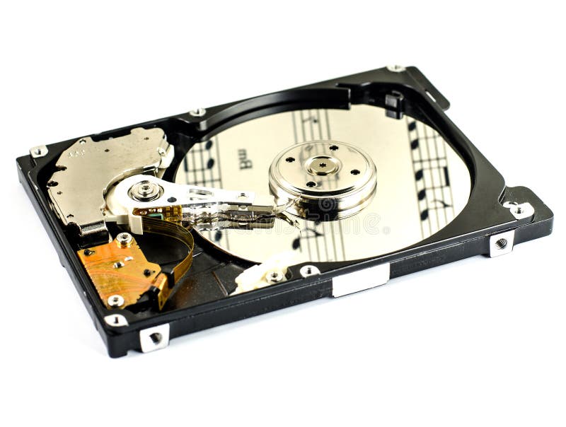Musical Notes on Hard Disk Drive Stock Photo - Image of musician ...