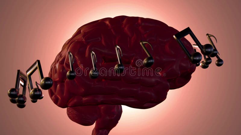 Musical Notes and a Human Brain Stock Footage - Video of three, wisdom ...