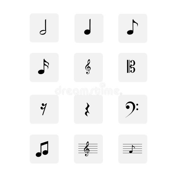 Musical notes icons set stock vector. Illustration of lines - 74800974