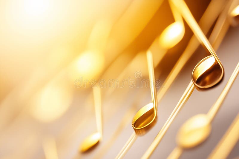 Musical Notes from Instruments Blend in Soft Golden Light, Evoking ...