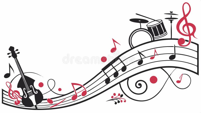 Musical Notes and Instruments Border, Music Sheet Decor, Melody Frame ...