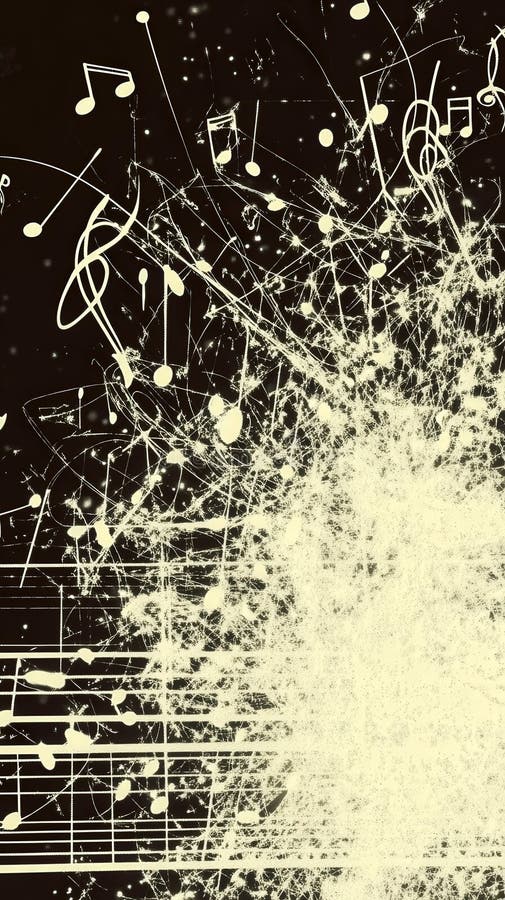 Musical Notes Intertwined in Vibrant Explosion Pattern Stock ...