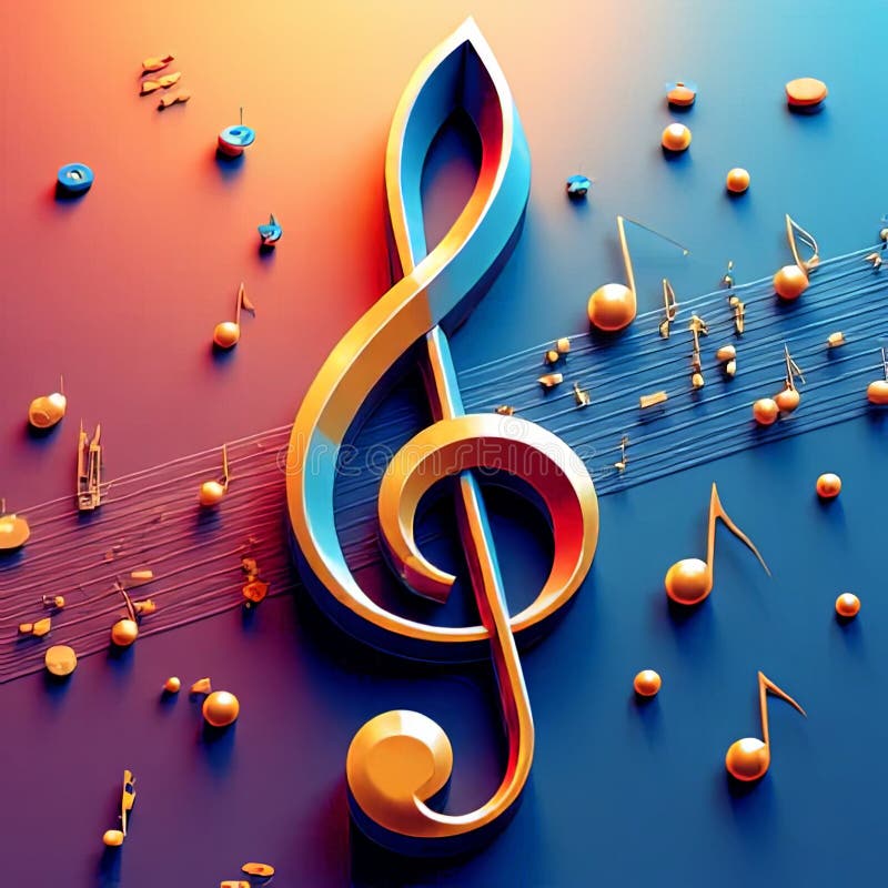 Musical Notes on a Multicolored Background.created with the Help of ...