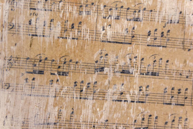 Musical Notes on Old Paper Close-up Stock Photo - Image of aged ...