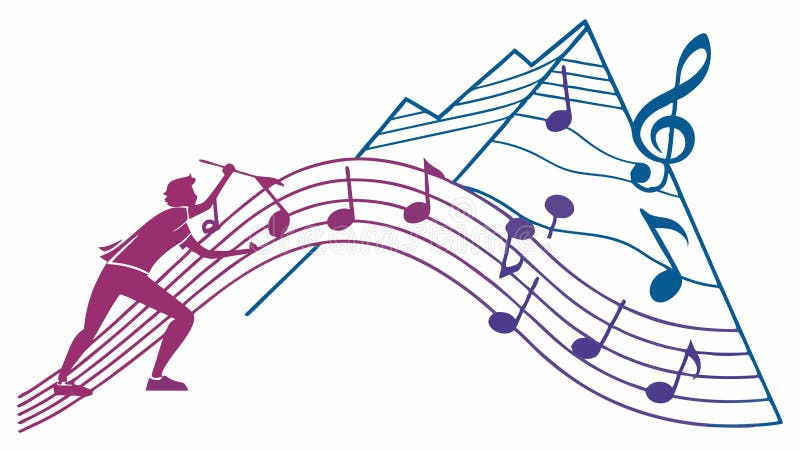 Musical Notes Over Mountains, Harmony in Nature, Vector Design ...