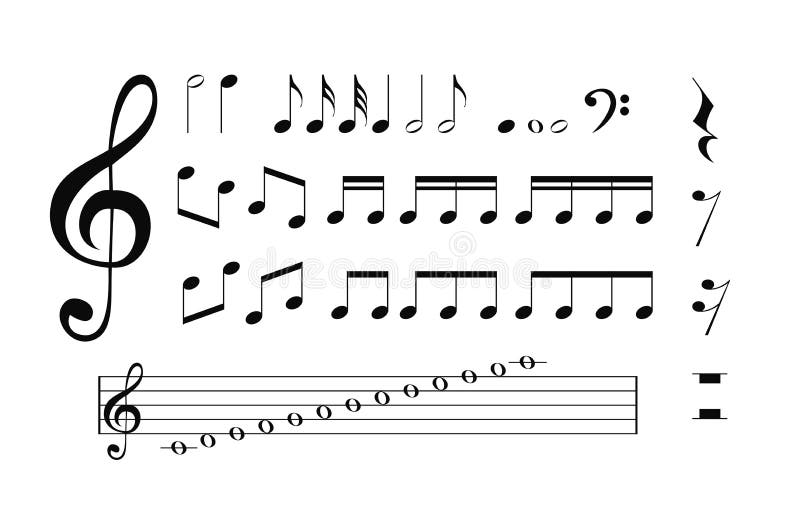 Musical Notes, Treble Clef on White. Vector Illustration. EPS10 Stock ...