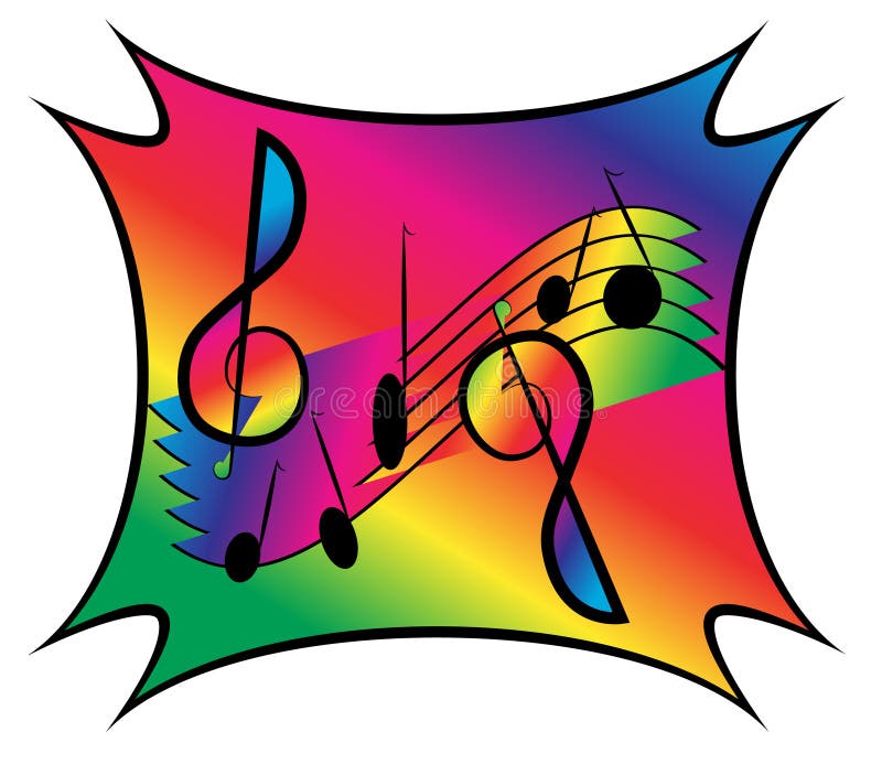 Musical Notes on Rainbow Background Stock Illustration - Illustration ...