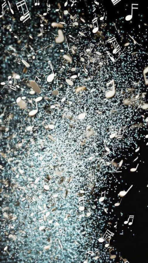 Musical Notes Scatter in Abstract Cascade of Art Tones Stock ...