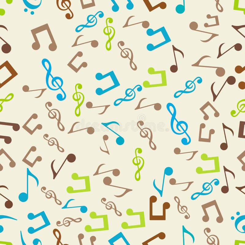 Musical Notes with Seamless Pattern. Stock Illustration - Illustration ...