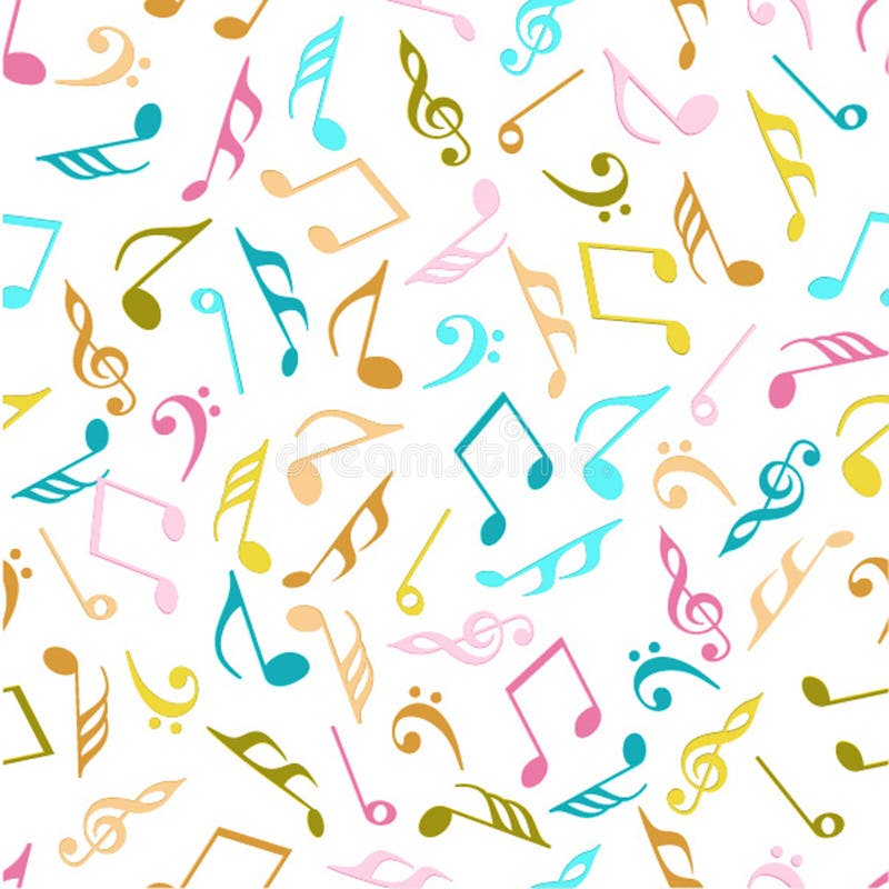 Seamless Pattern with Music Notes and Stars Stock Vector - Illustration ...