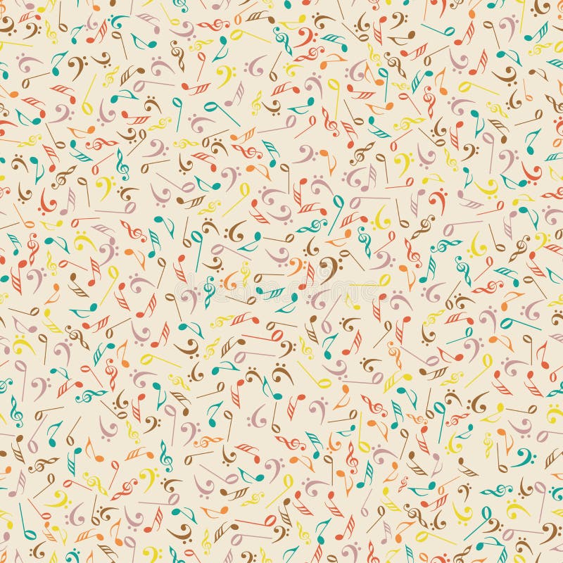 Musical Notes with Seamless Pattern. Stock Illustration - Illustration ...
