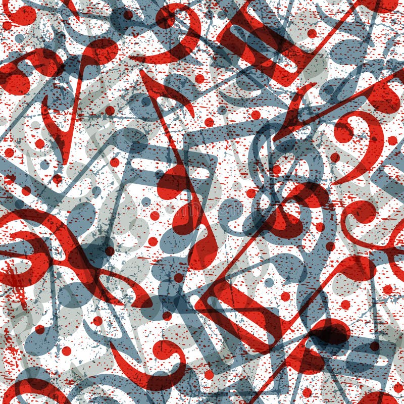 Seamless Music Background with Musical Notes and Grunge Texture. Stock ...