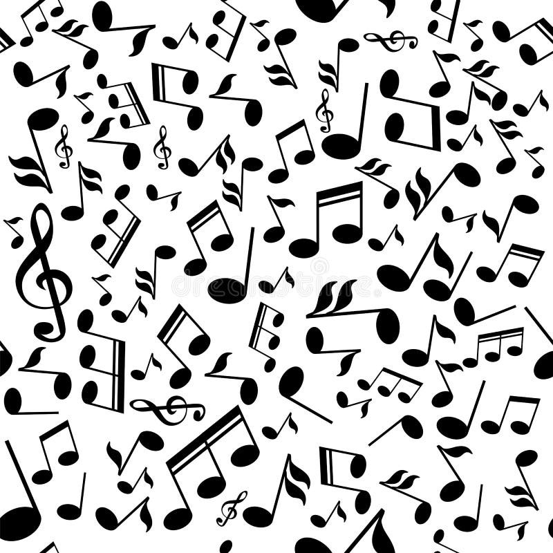 Musical Notes Seamless Pattern on White Background Stock Vector ...