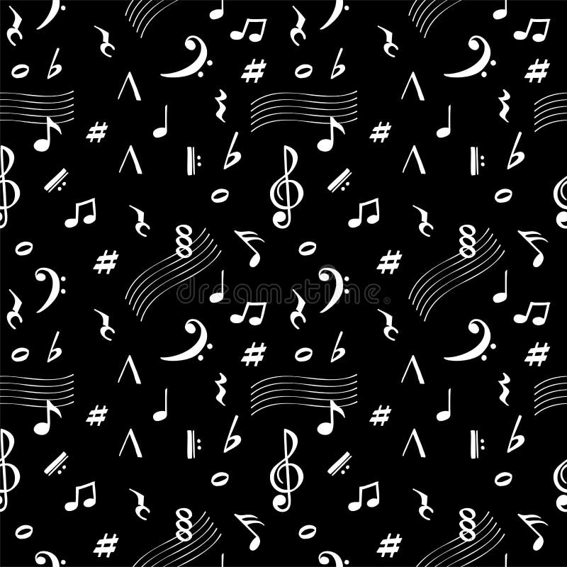 Musical Notes Seamless Pattern. Seamless Pattern of White Symbols of ...
