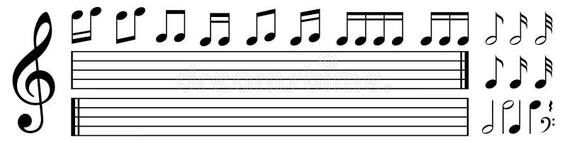 Musical Notes Set. Black Musical Note Elements Stock Vector ...