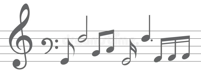 Musical Notes Set on Sheet Music. Treble Clef Icon Stock Vector ...