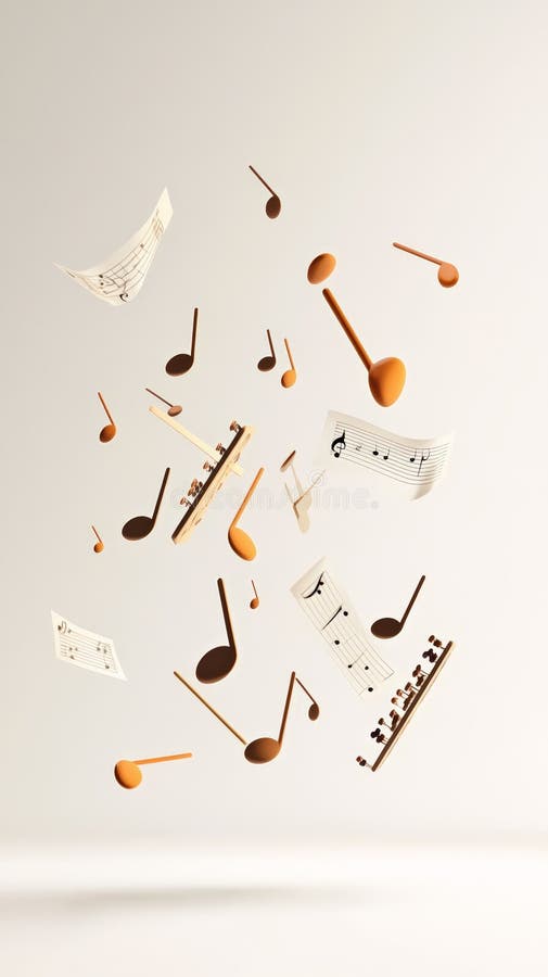Musical Notes and Sheet Music Floating in White Space Stock ...
