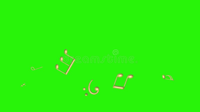 Musical Notes Signs Elements, Gold Textured, on Green Screen Chroma Key ...