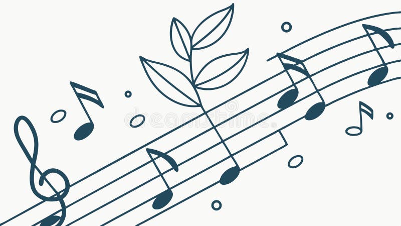 Musical Notes on a Staff with Leaves Flowing Organically, Vector Design ...