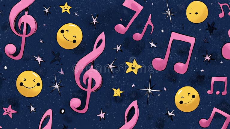 Musical Notes and Stars Pattern for Creative Projects Stock Photo ...