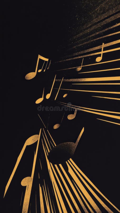 Musical Notes with Streaks of Light on Black Canvas Stock Illustration ...