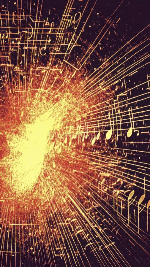 Musical Notes Streaming from a Luminous Core Explosion Stock ...