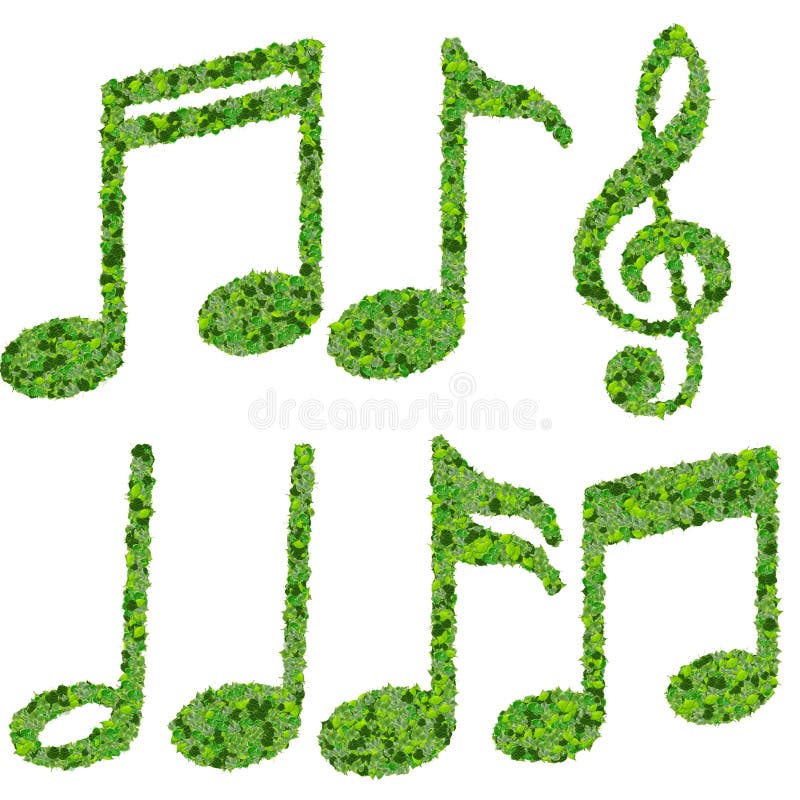 Music Note With Green Nature Leaves Concept Stock Vector - Illustration ...