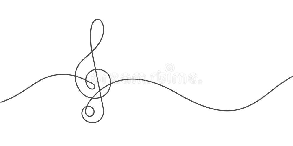 Musical Notes .Treble Clef.Continuous Line Drawing.Vector Illustration ...