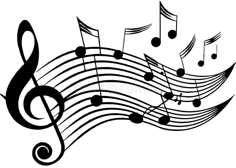 Musical Notes on a Treble Clef Stock Illustration - Illustration of ...