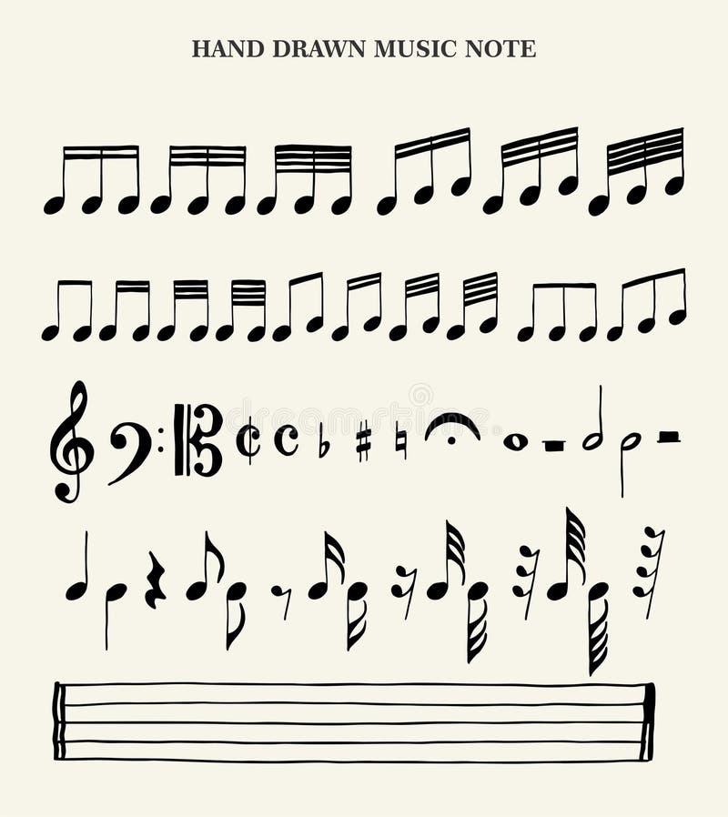 Musical Notes Vector Hand Drawn Set Stock Vector - Illustration of ...