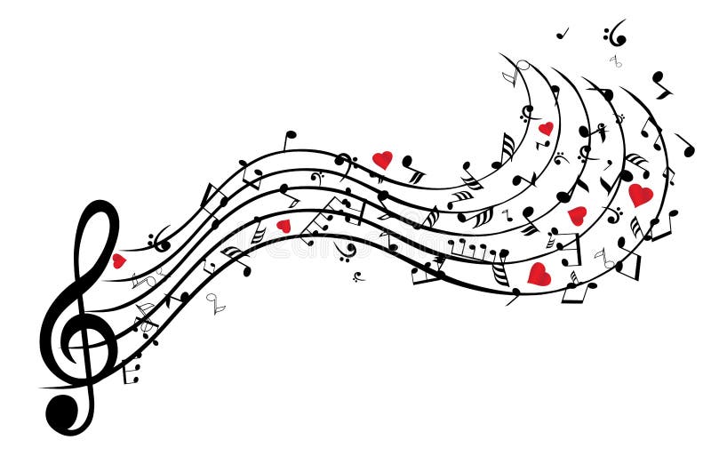 Happy Valentines Day Card with Heart, Music Notes. Stock Vector ...
