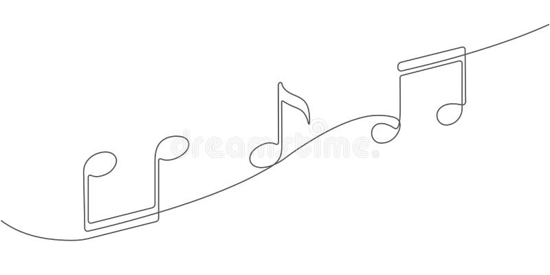 Musical Notes .Treble Clef. Continuous Line Drawing. Pencil Drawing ...