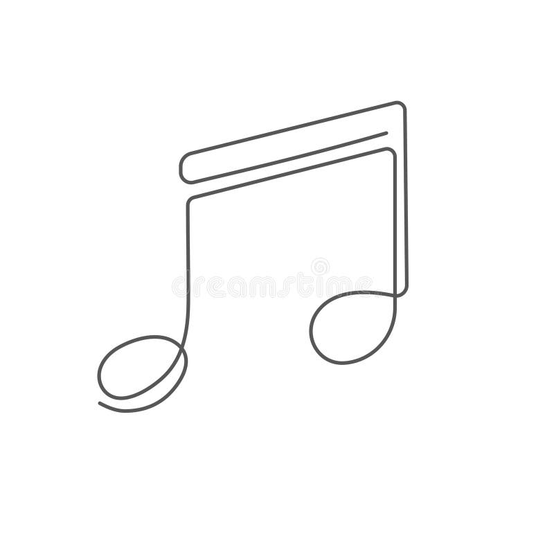 Musical Notes on White Background.Continuous Line Drawing.Vector ...