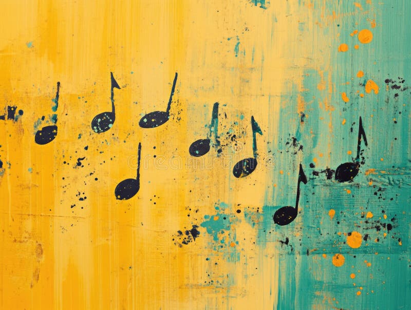 Musical Notes on Yellow Background Stock Image - Image of artistic ...