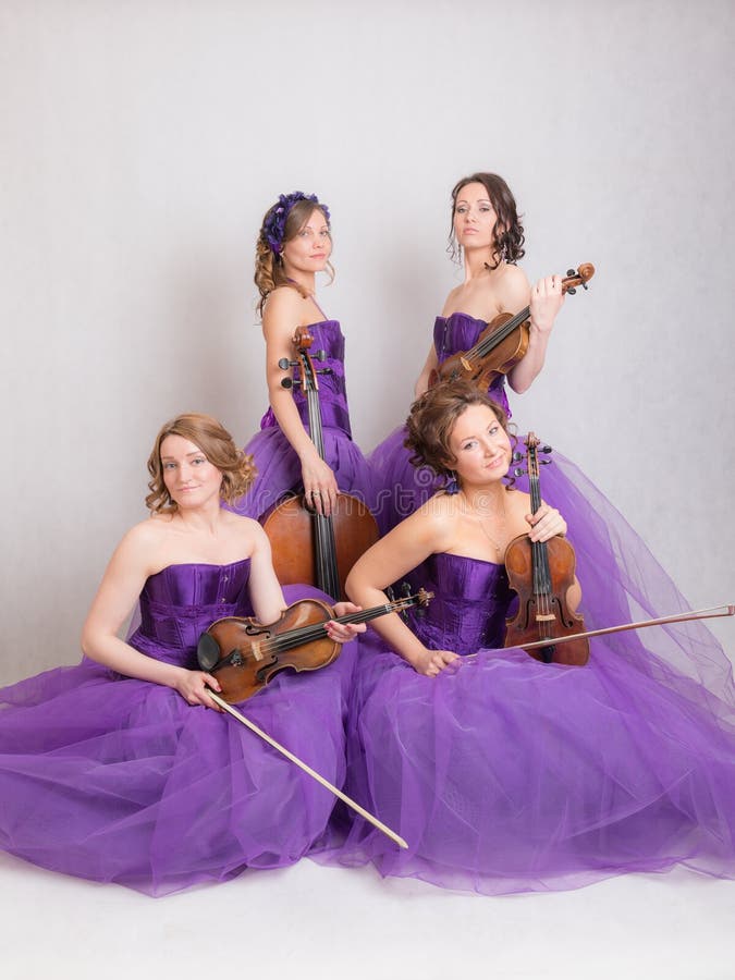 Musical Quartet with Instruments Stock Image - Image of cello, females ...