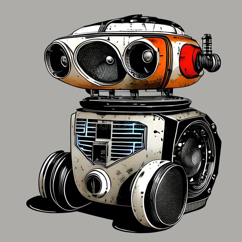 Musical Robot with Audio Speakers Stock Illustration - Illustration of ...