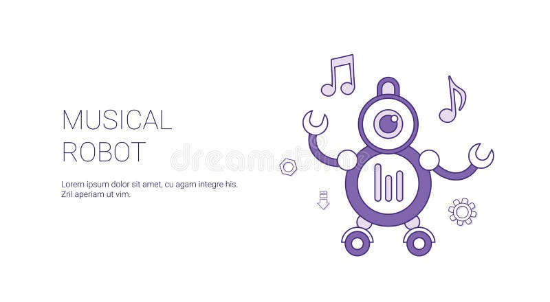 Musical Robot Technology Template Web Banner with Copy Space Stock ...
