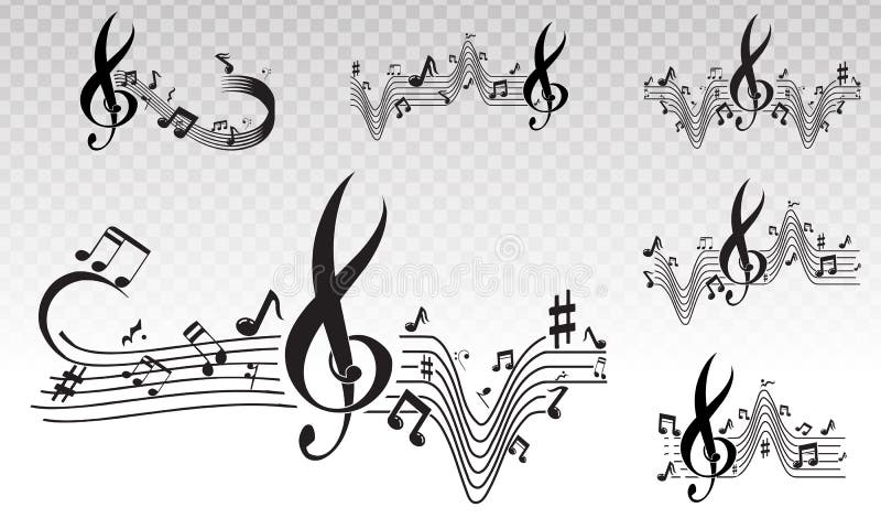 Musical Scale Symbol or Musical Notes on a Transparent Background Stock ...