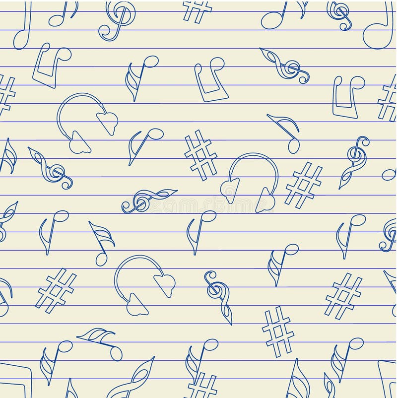 Musical Seamless Pattern with Instrument and Notes. Stock Illustration ...