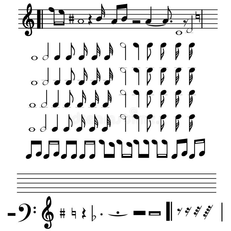 Musical Set Notes with Musical Score Stock Vector - Illustration of ...